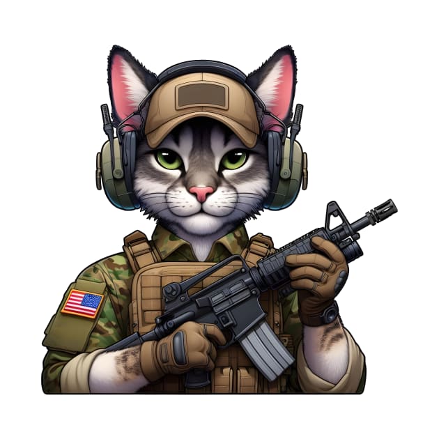 Tactical Cat - Cat - T-Shirt | TeePublic