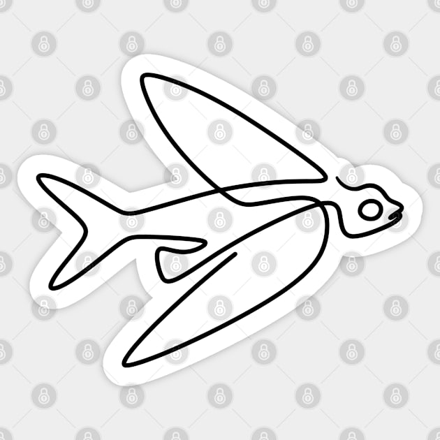 Flying Fish Line Drawing - Flying Fish - Sticker | TeePublic