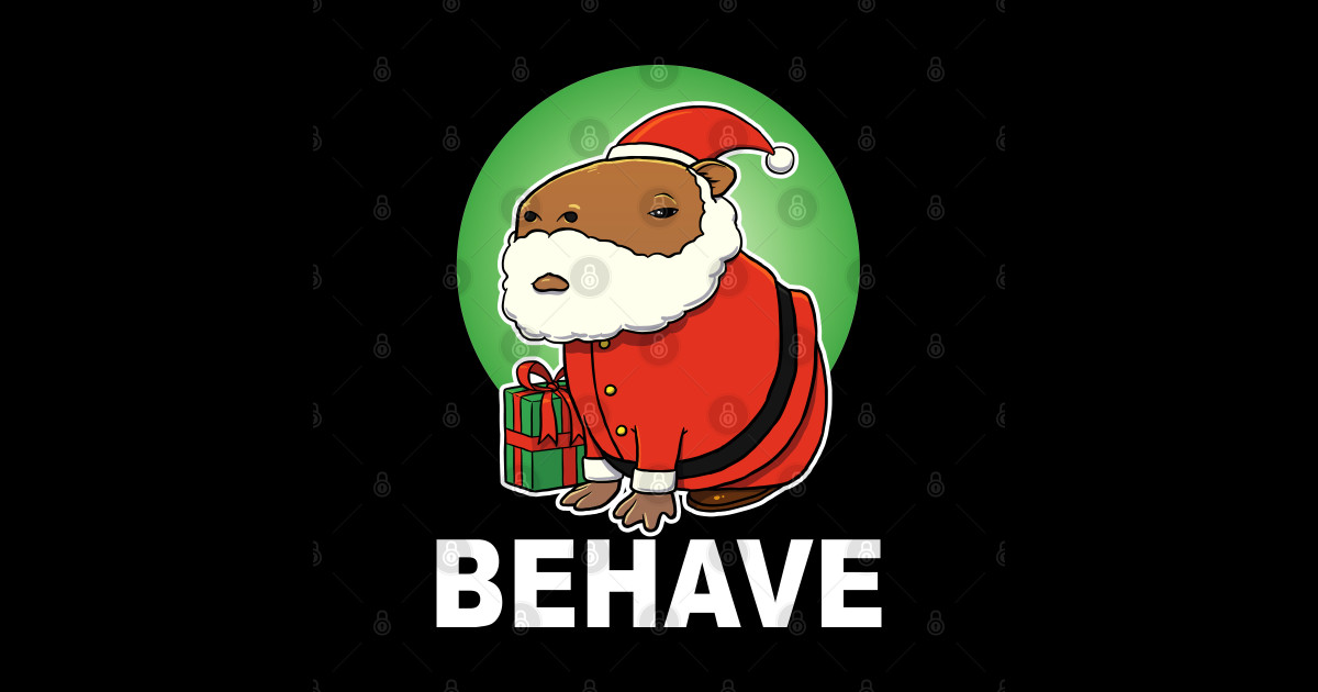 Behave Capybara Christmas - Behave - Sticker | TeePublic