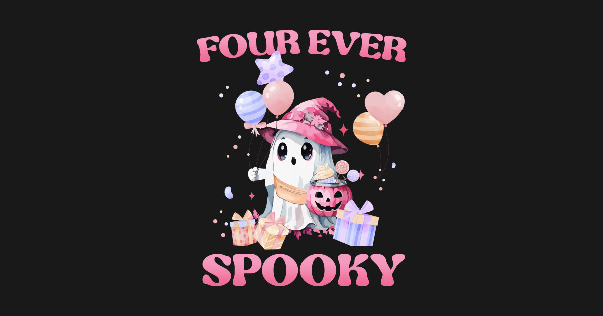 Four Ever Spooky Ghost Halloween 4th Birthday Party gift for boy girl ...