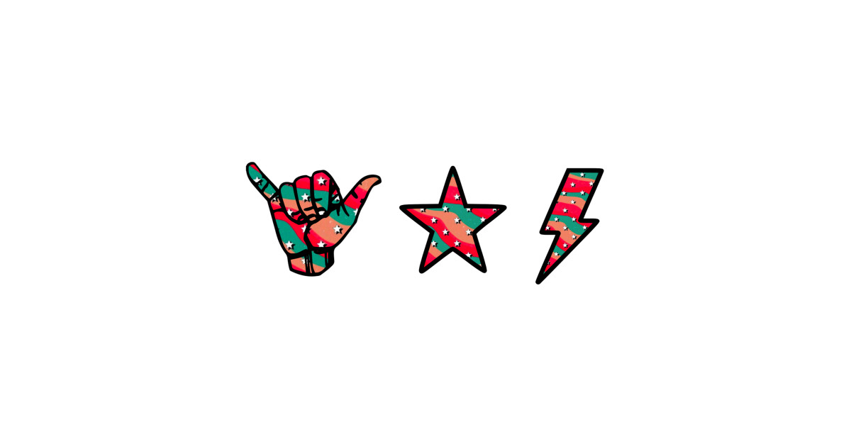 VSCO shaka hand, star & lightning sticker pack - Aesthetic - T-Shirt ...