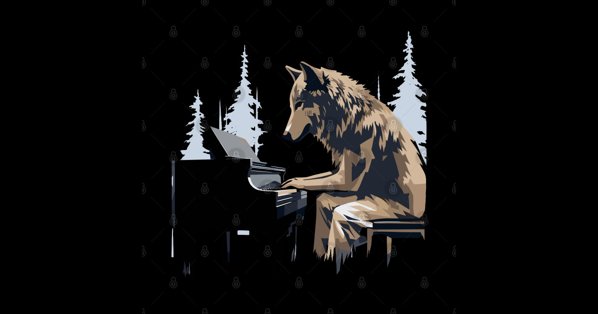Wolf Playing Piano - Wolf - Sticker | TeePublic