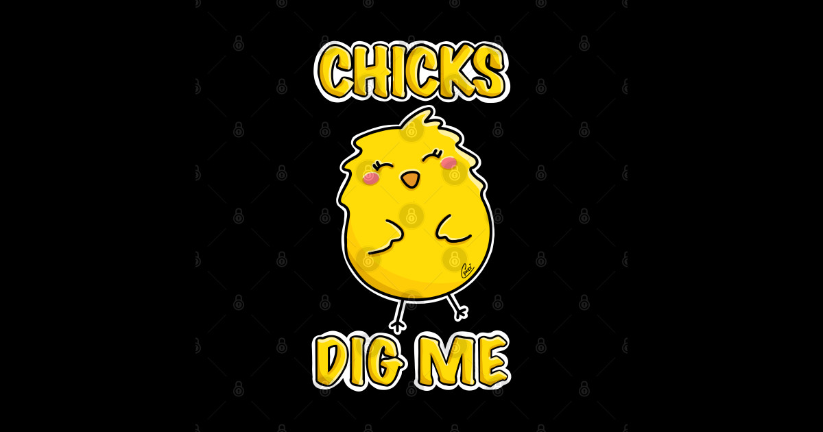 Chicks Dig Me - cute Kawaii yellow chick - Chicks Dig Me - Sticker ...