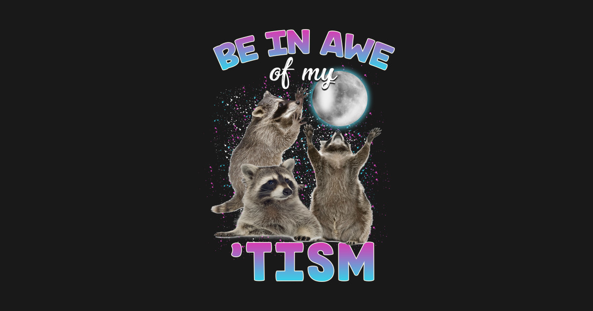 Autism Funny Rizz Em With The Tism Meme Autistic Raccoon - Raccoon - T ...