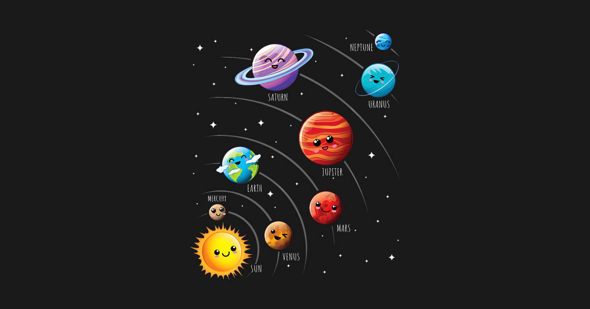 Colorful Solar System Cute Anime Planets Space - Cute Anime Planets - T ...