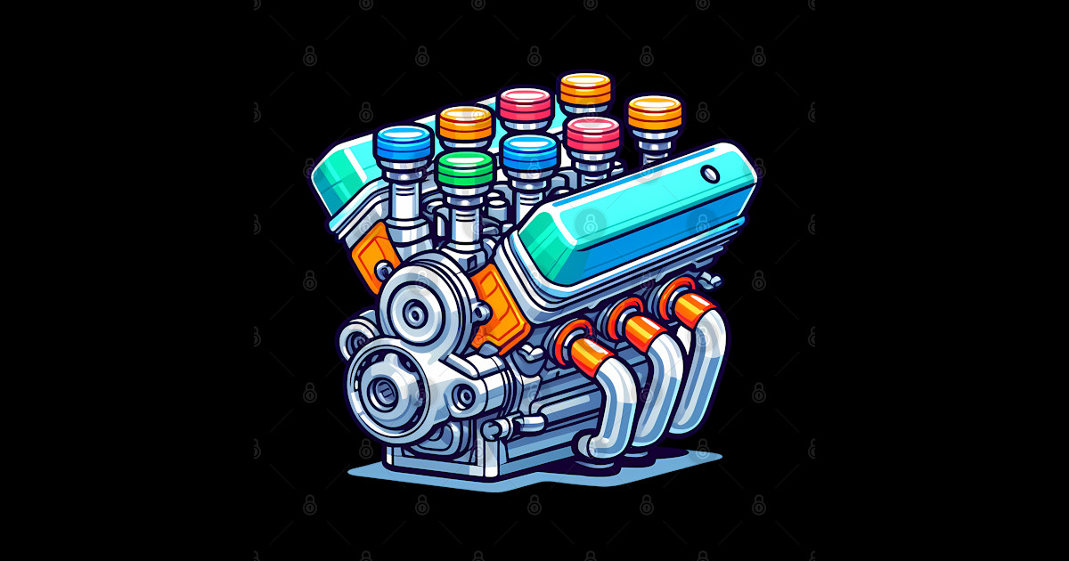 V8 Engine Power - Vintage Muscle Car Design - Vintage Muscle Car Design ...