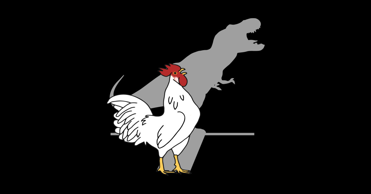 t-rex shadow white rooster crowing - Chicken Memes - Sticker | TeePublic