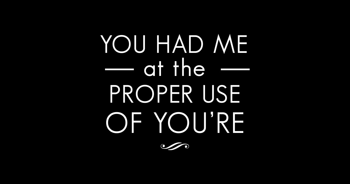 You had me at the proper use of you're - Grammar - Tapestry | TeePublic