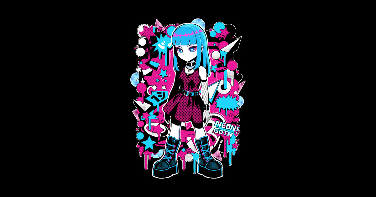 Neon Goth Girl Pop Art Style - Neon Goth Kawaii - Posters and Art ...