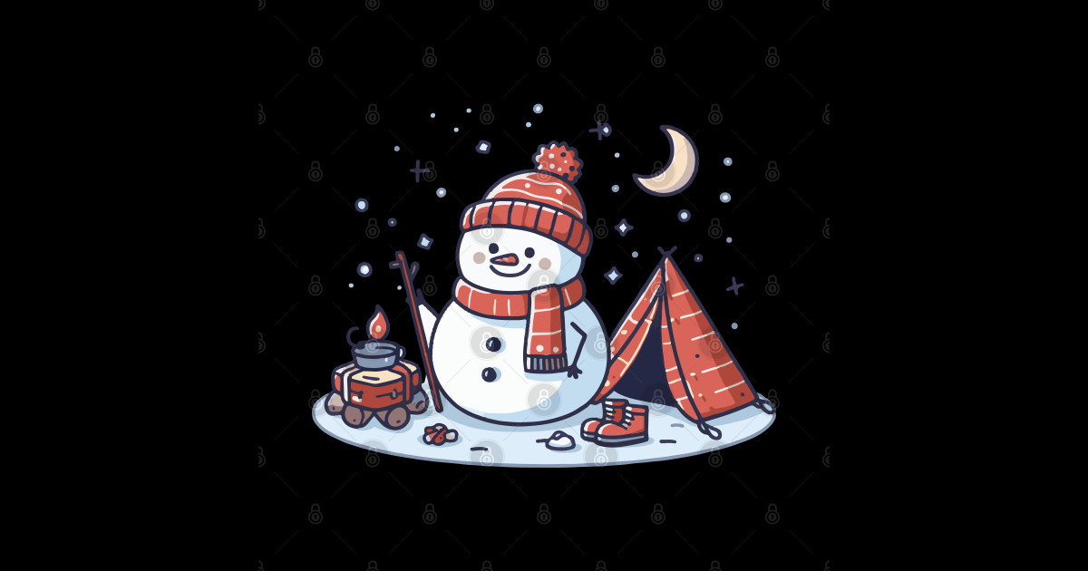 cute snowman cartoon camping - Cute Snowman - Posters and Art Prints ...