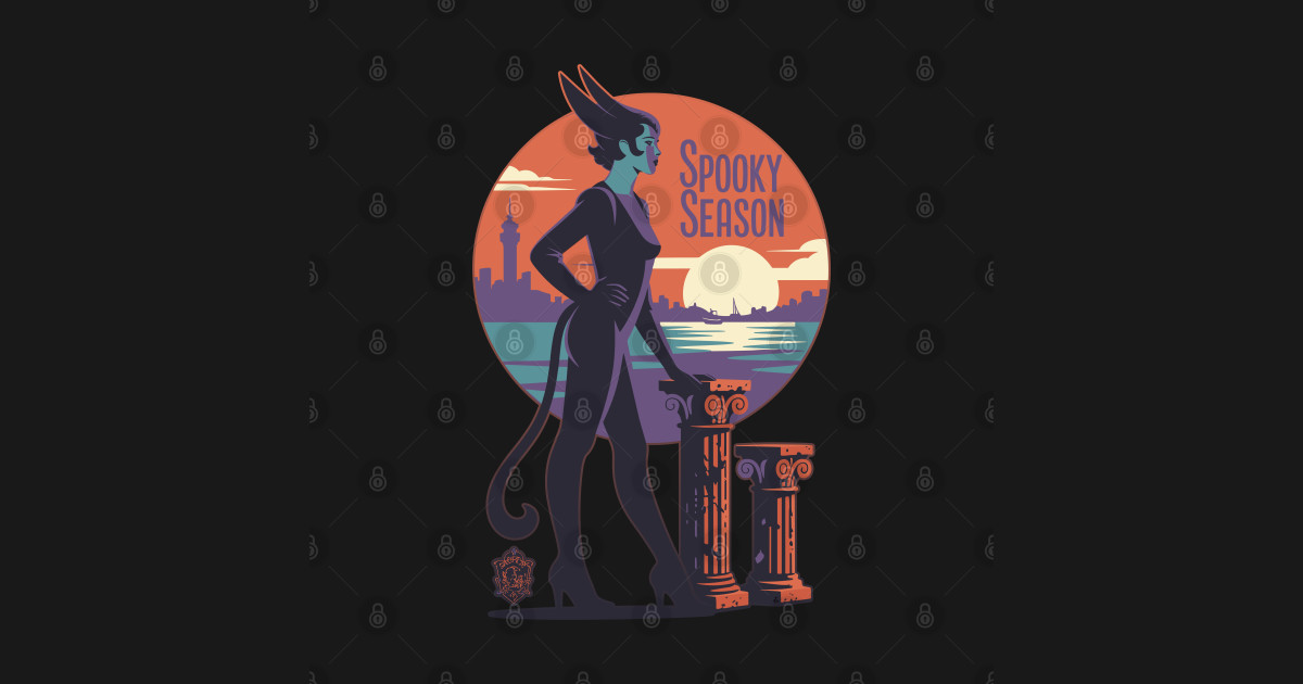 Spooky Season Sunset Goddess – Gothic Retro Art - Spooky Season Sunset ...