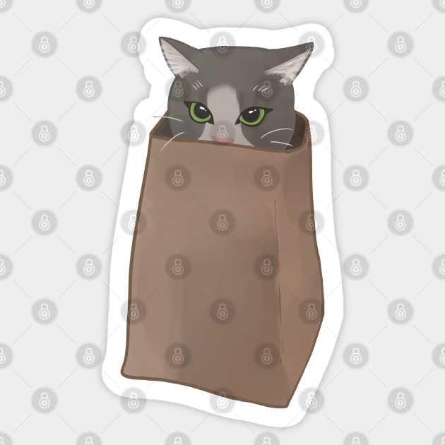 Cat in a bag - Cat - Sticker | TeePublic