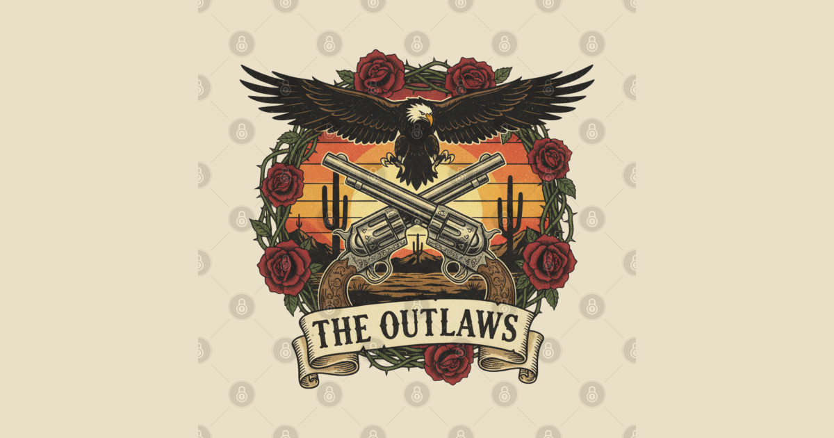 The Outlaws Guns & Roses Eagle Logo - The Outlaws - T-Shirt | TeePublic