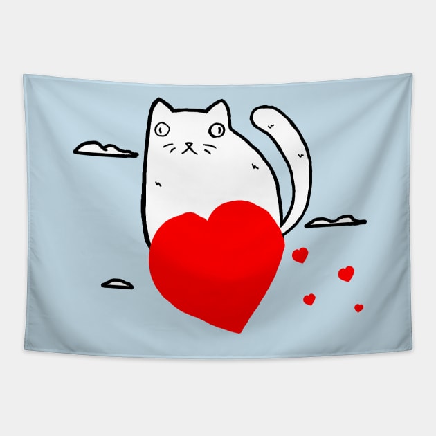 Rasabi Cat - Heart Ride - Humor - Tapestry | TeePublic