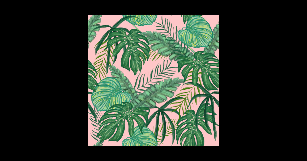 Pretty Pink & Tropical Greenery Pattern - Watercolor - Posters and Art ...