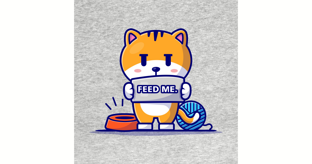 Cute Cat Hungry Cartoon Vector Icon Illustration - Hungry - T-Shirt ...