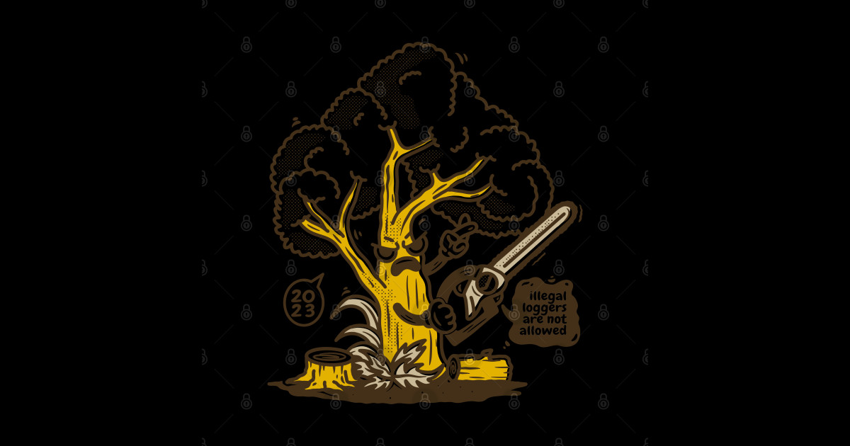 Angry Tree - Tree Cutting - Sticker | TeePublic
