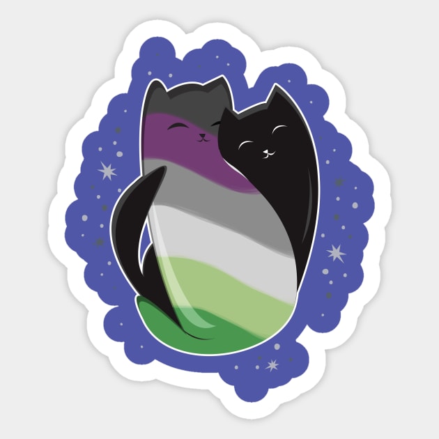 Aroace Cat LGBT Asexual Aromantic Pride Flag - Aroace - Sticker | TeePublic