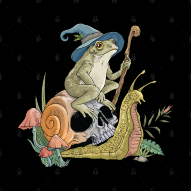 Cottagecore Aesthetic Witch Frog Snail Mushroom Goblincore Witch Frog