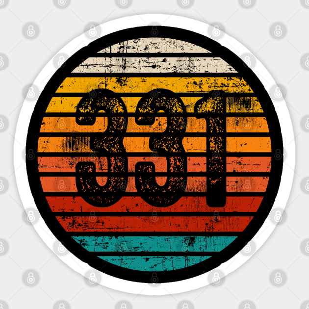 Distressed Vintage Sunset 331 Area Code - 331 Area Code - Sticker ...