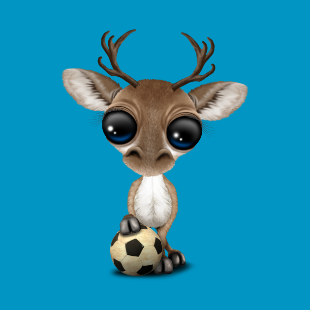 Cute Baby Reindeer With Football Soccer Ball - Football - T-Shirt ...