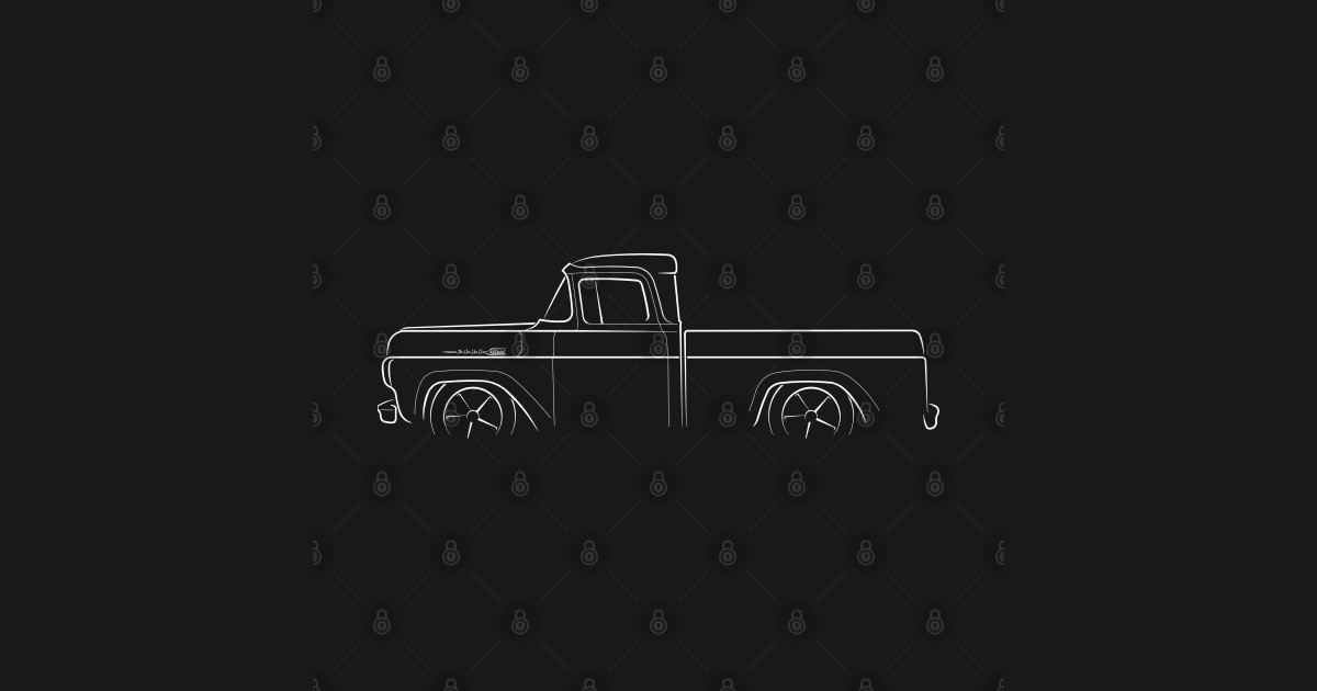 1960 Ford F-100 - profile stencil, white - F 100 - T-Shirt | TeePublic