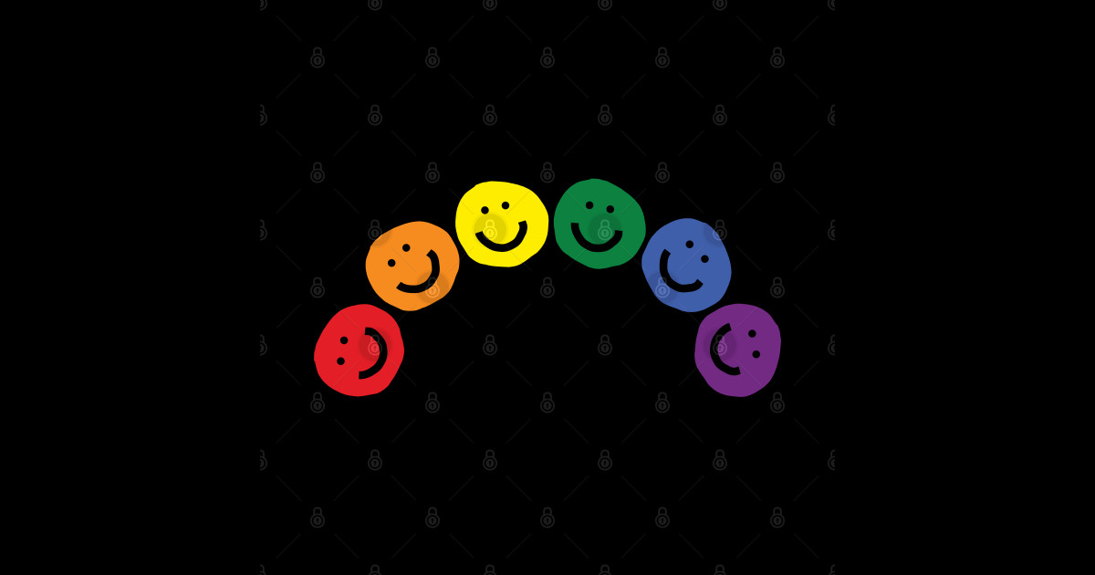 Rainbow Pride Curve Smiley Faces - Pride - Sticker | TeePublic