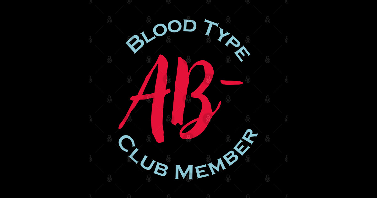 Blood type AB minus club member - Red letters - Blood Type Ab Minus ...