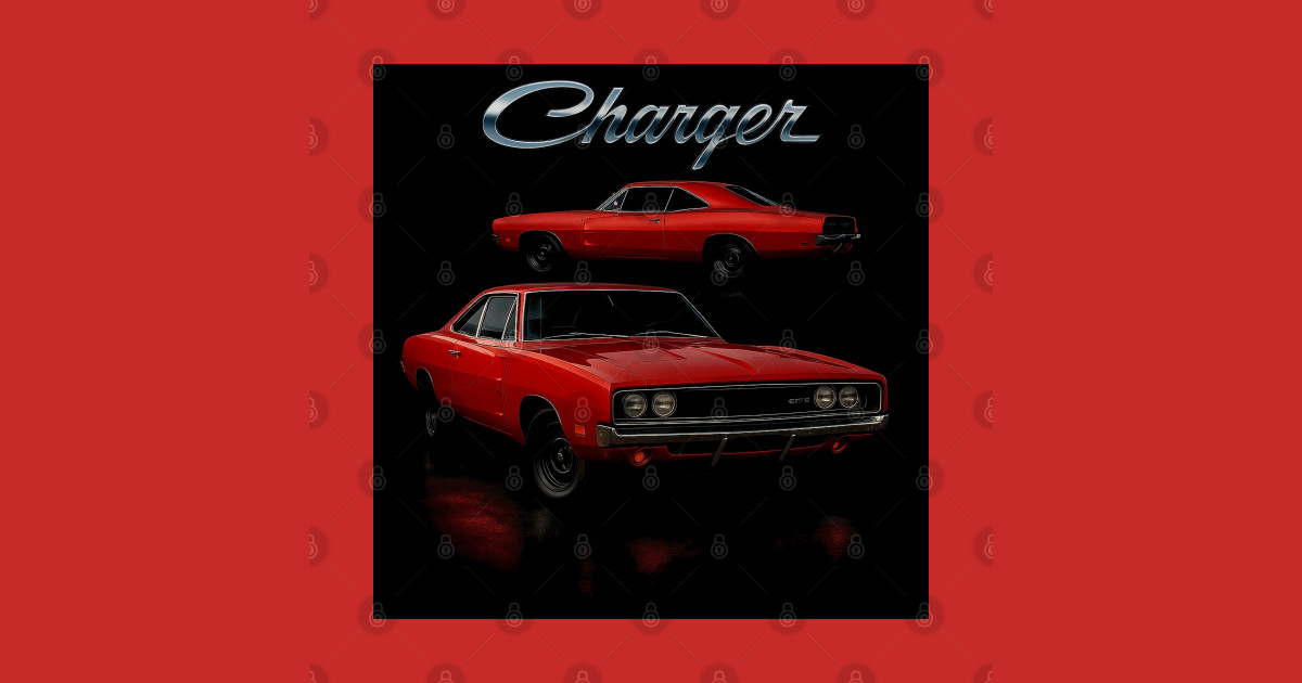 1970 Dodge Charger R/T – Bold Red Classic Muscle Car Art with Retro ...