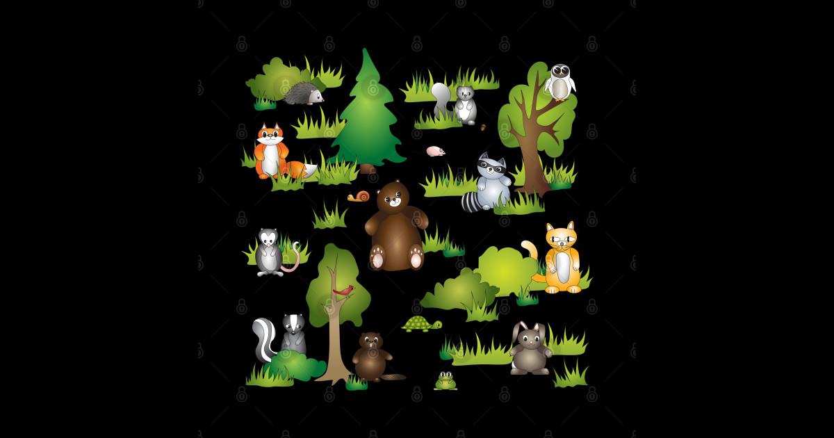 Cute forest scene - Cute Animals - Sticker | TeePublic