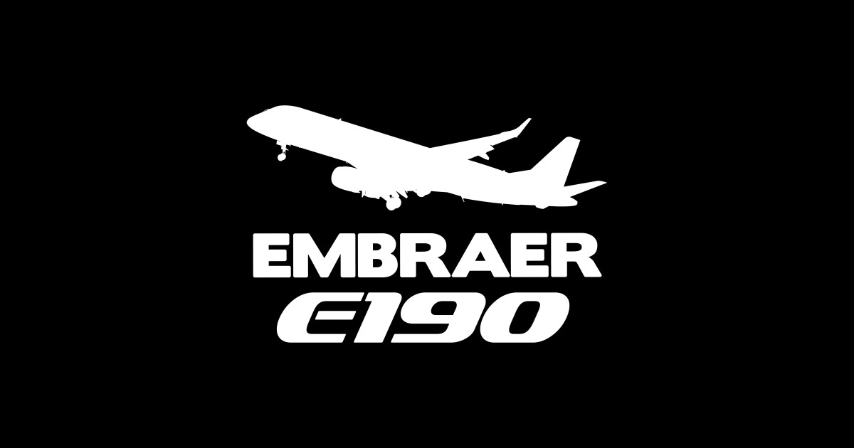 Embraer E190 Silhouette Print (White) - E190 - Sticker | TeePublic