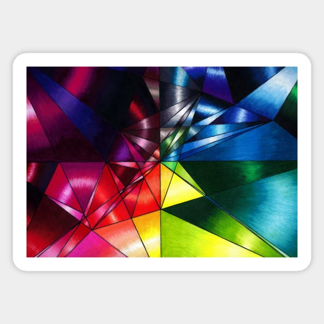 Shattered Rainbow Triangles optical art - Rainbow - Sticker | TeePublic