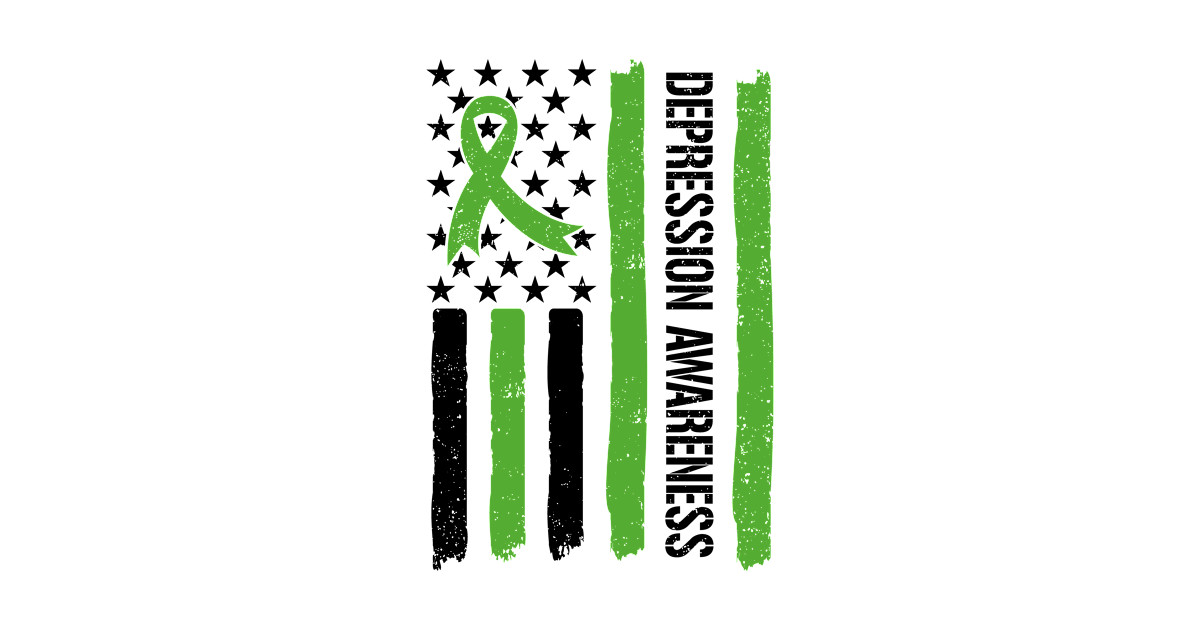 Depression Awareness Month American Flag Ribbon - Depression Awareness ...