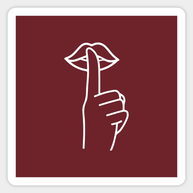 Hand drawn cute white shhh sign - Shhh - Sticker | TeePublic