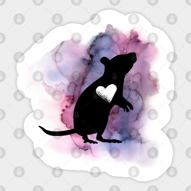 Rat with Heart Watercolor - Rats - Sticker | TeePublic