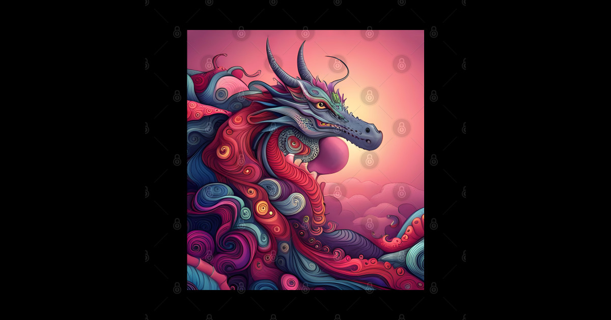 Psychedelic Dragon - Dragon - Sticker | TeePublic