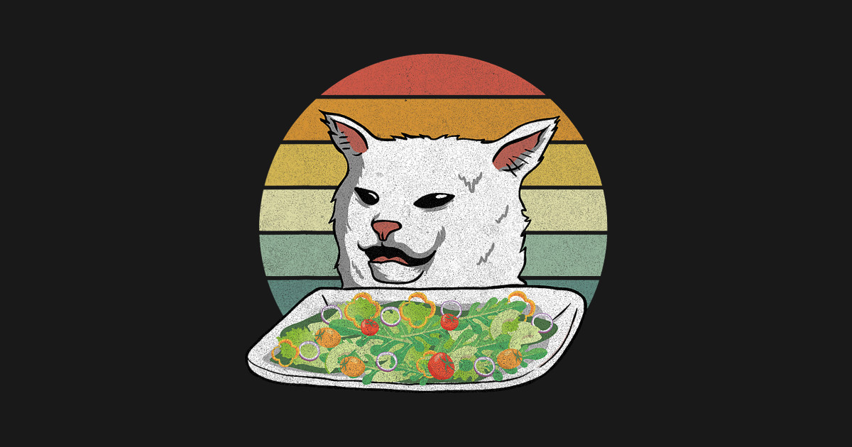 Angry Women Yelling At Confused Cat At Dinner Table Meme Cat - Cat ...
