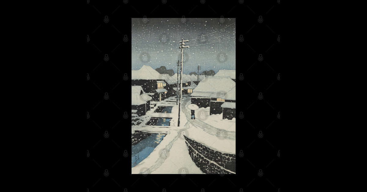 Evening Snow at Terashima Village by Hasui Kawase - Japanese Woodblock ...