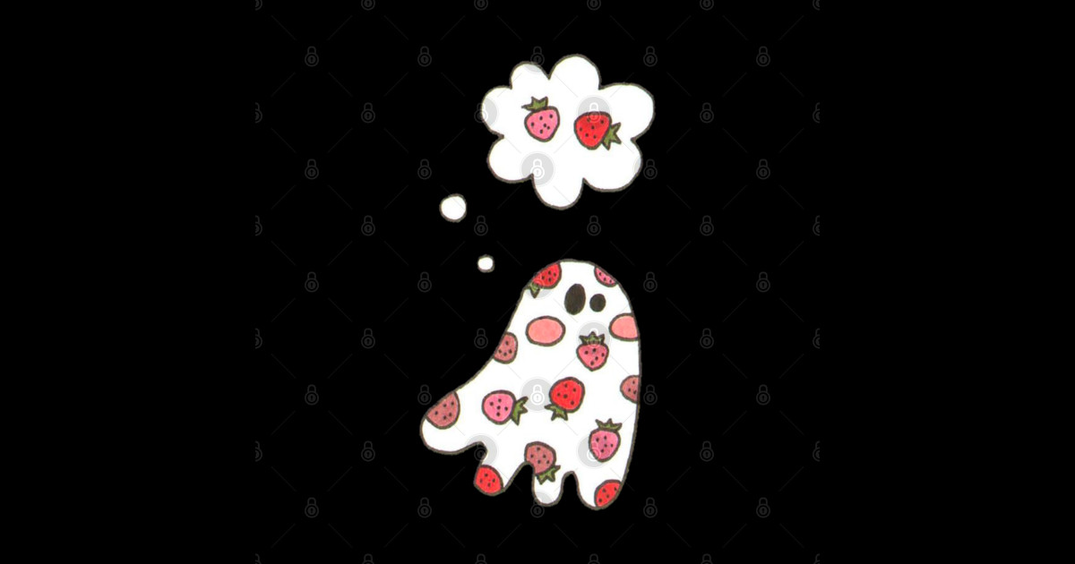 Strawberry ghost//Drawing for fans - Strawberry Ghost - Sticker | TeePublic