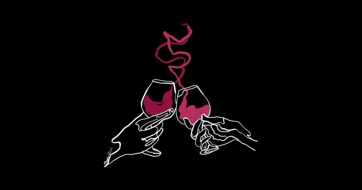 Single Line - Wine (White) - Wine - Sticker | TeePublic