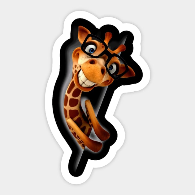 Specs & Giggles - Smiling Giraffe - Funny Giraffe - Sticker | TeePublic