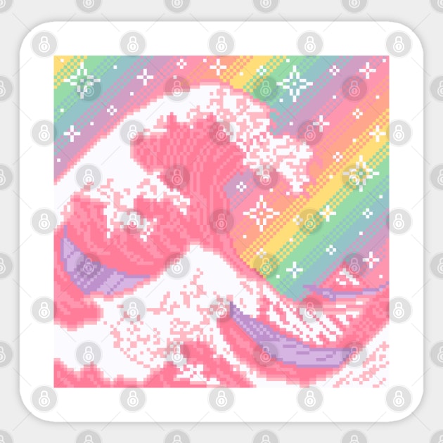 Great Wave Pixel Art - Great Wave - Sticker | TeePublic