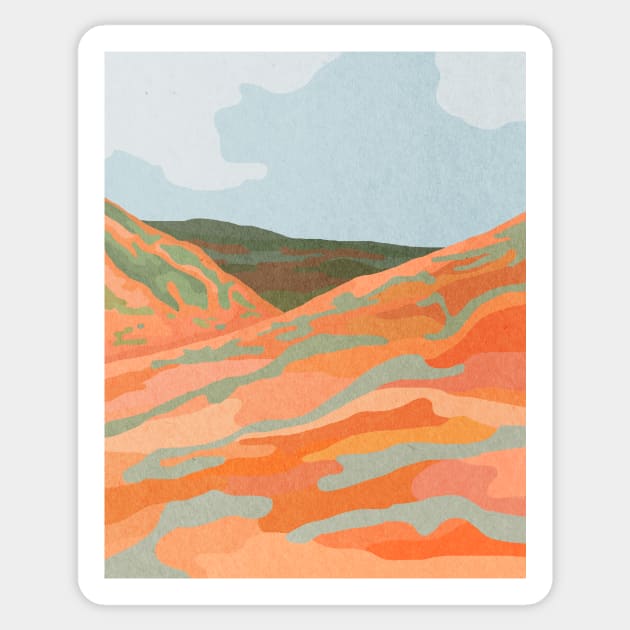 Abstract landscape, Retro, Mid century art - Retro - Sticker | TeePublic