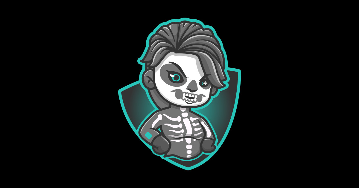 Cute Skull Kid Logo Cartoon - Skeleton - Posters and Art Prints | TeePublic