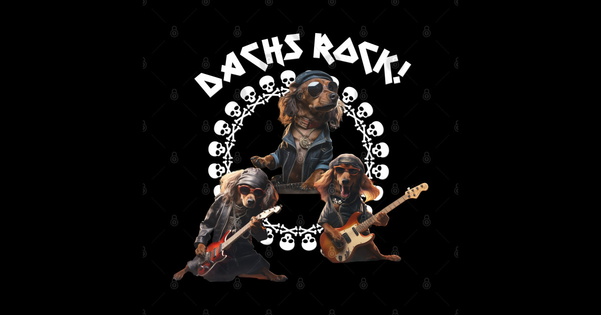DACHS ROCK! Awesome Dachshund Trio Rock Band - Rock Band - Sticker ...