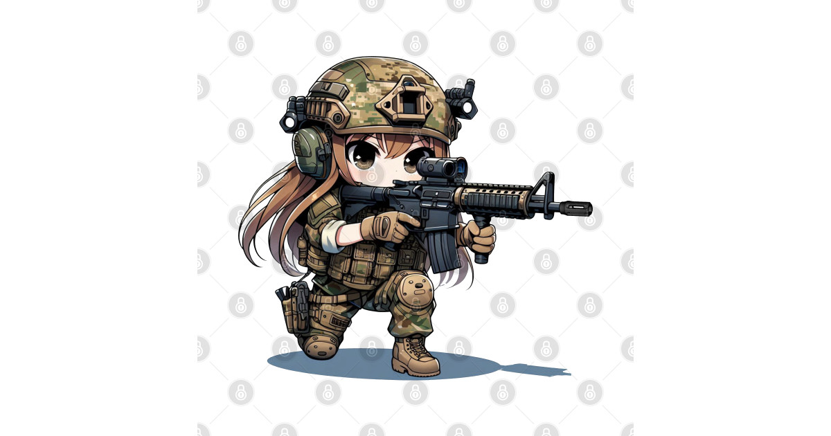 Tactical Chibi Girl - Chibi - T-Shirt | TeePublic