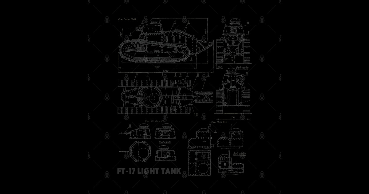 FT-17 Light Tank - WW1 Blueprint - Ww1 - Sticker | TeePublic