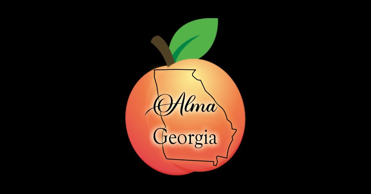 Alma Georgia State Outline on Peach - Alma Georgia - Sticker | TeePublic