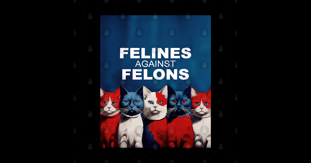 Kamala Harris Pin Felines Against Felons - Kamala Harris - Sticker ...