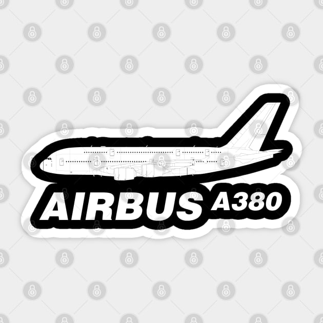 Airbus A380 Line Drawing - Airbus A380 Airplane - Sticker | TeePublic